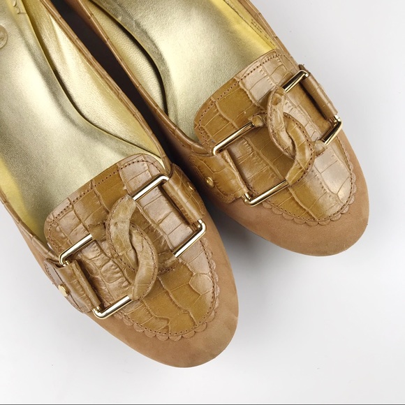 Cole Haan | Shoes | Cole Haan Square Chain Croc Mustard Loafers | Poshmark